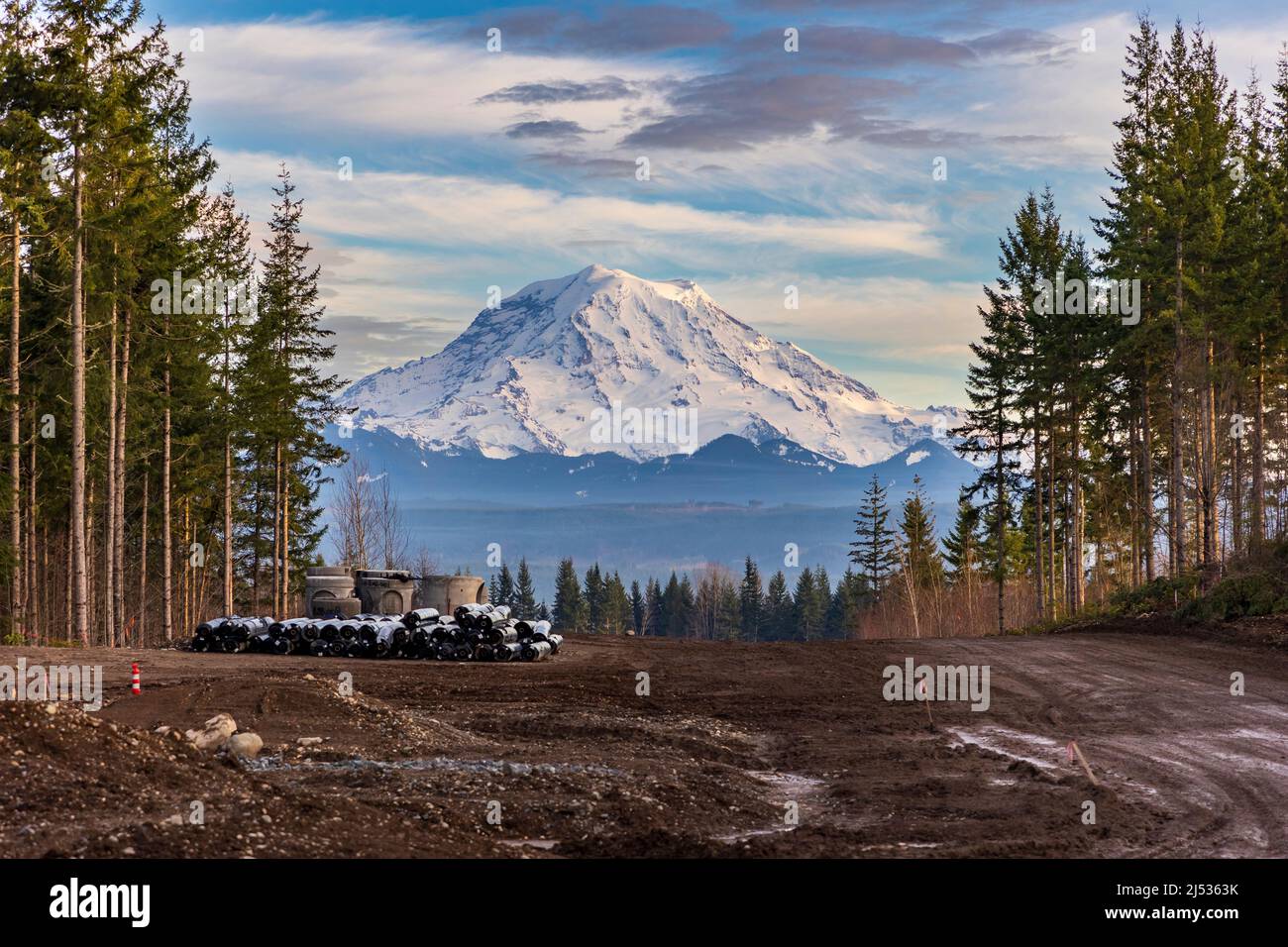 new roads being constructed in Tehaleh, Washington overlooking scenic ...