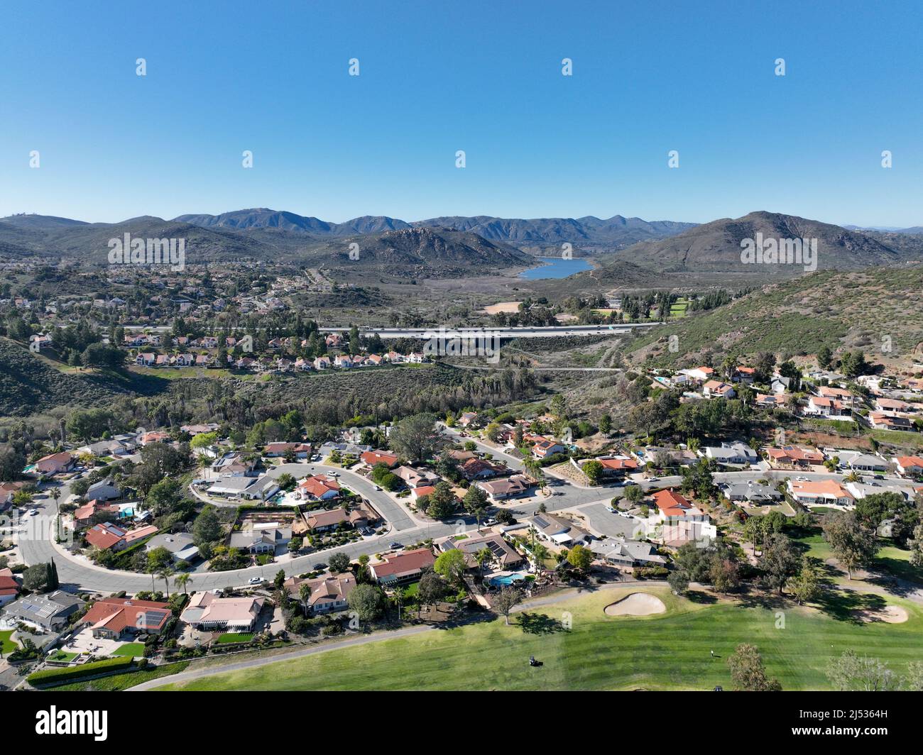 Aerial view middle class neighborhood in South California, USA Stock ...