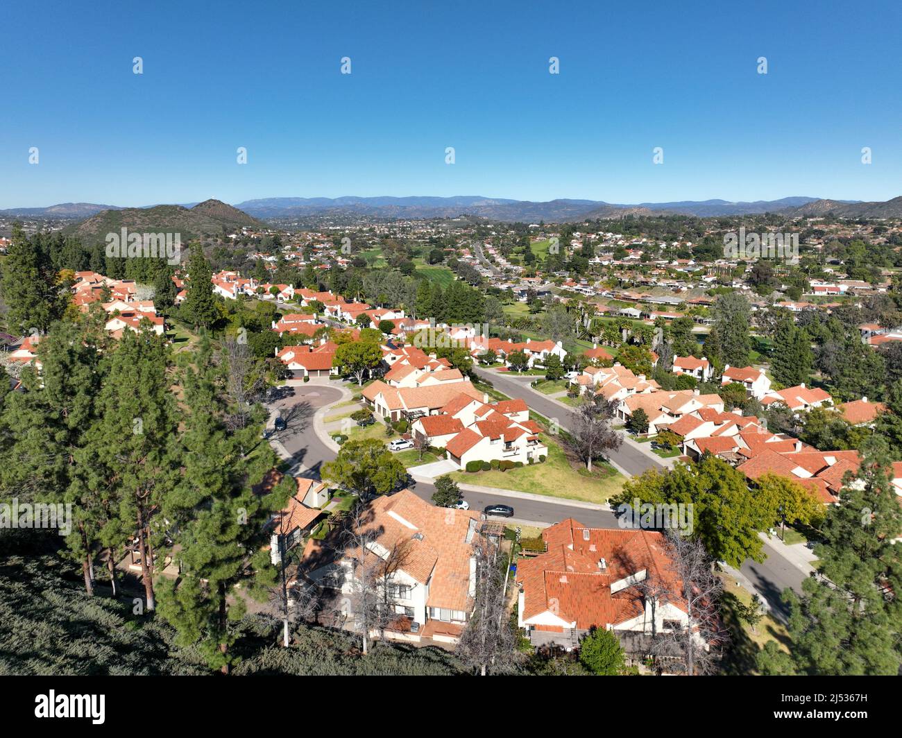 Aerial view middle class neighborhood in South California, USA Stock ...