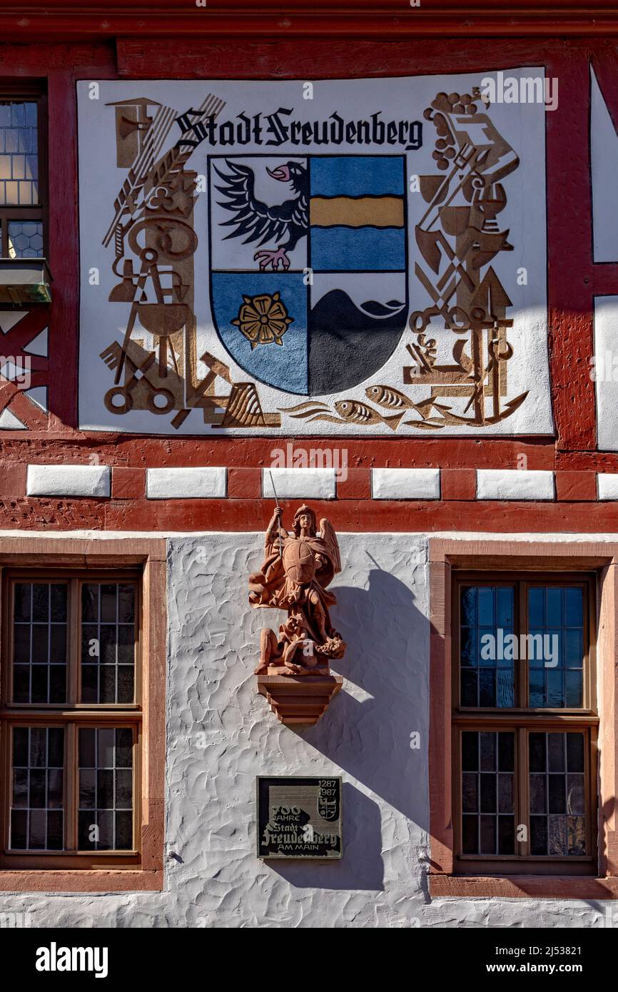 landscape of river main with village of Freuden and Collenberg Stock ...
