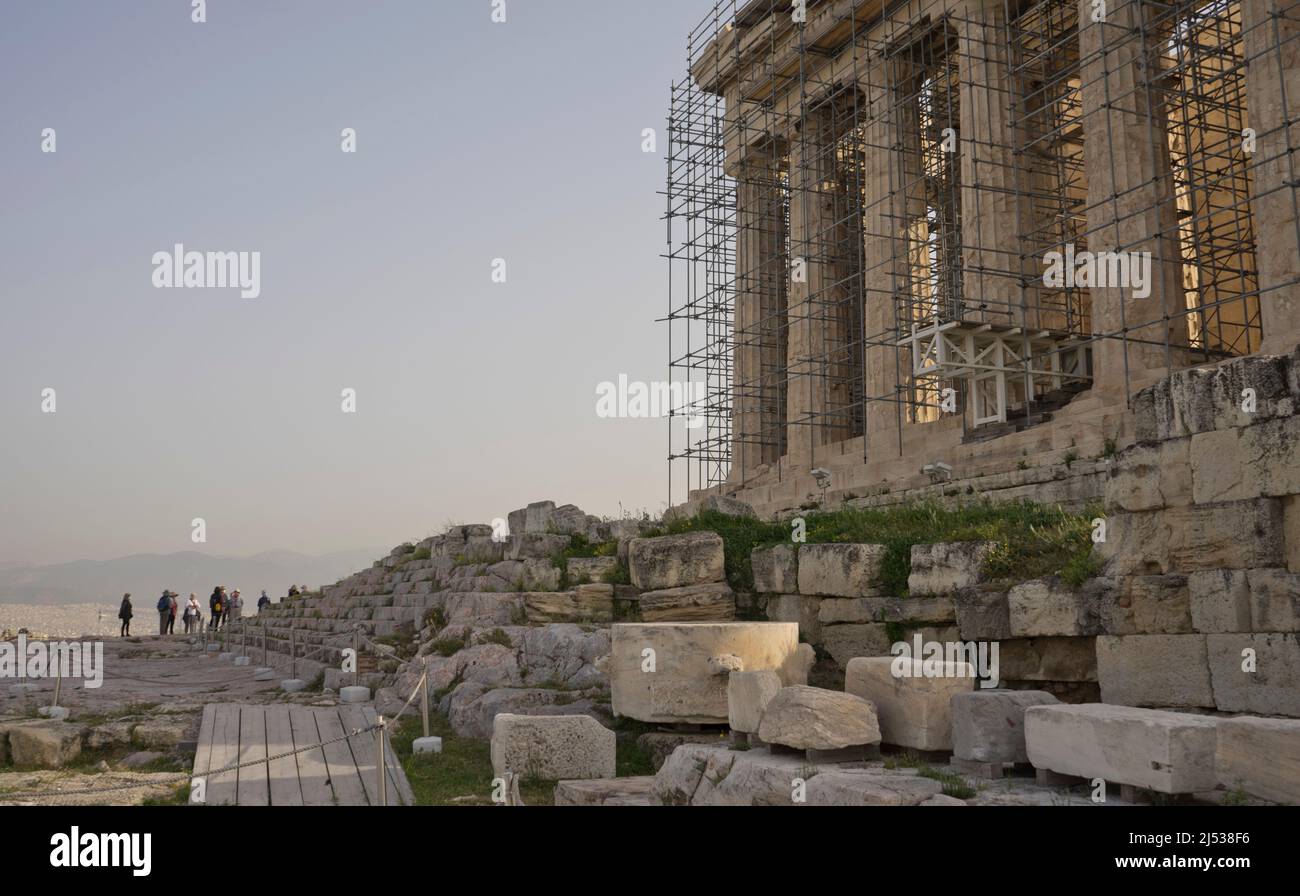 Maintenance repairs being undertaken at the ancient Acropolis ...