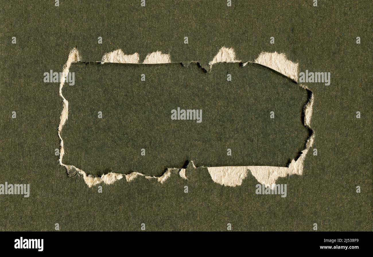 Old Aged Damaged Paper Cardboard with torn hole. Rough Grunge Shabby ...