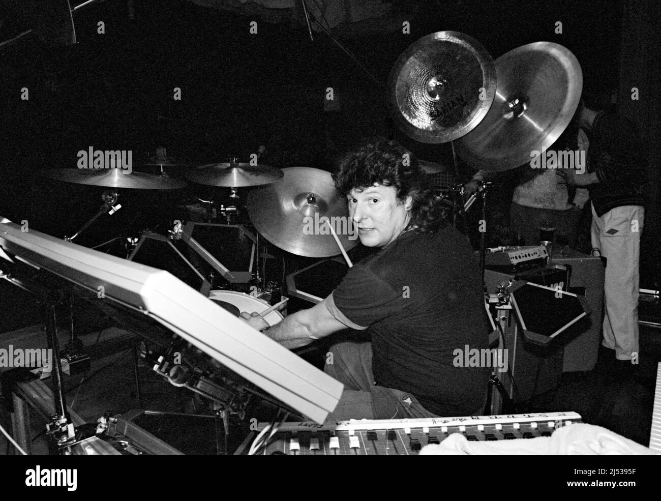 Scottish drummer Ted McKenna in rehearsal, London, 1986 Stock Photo - Alamy