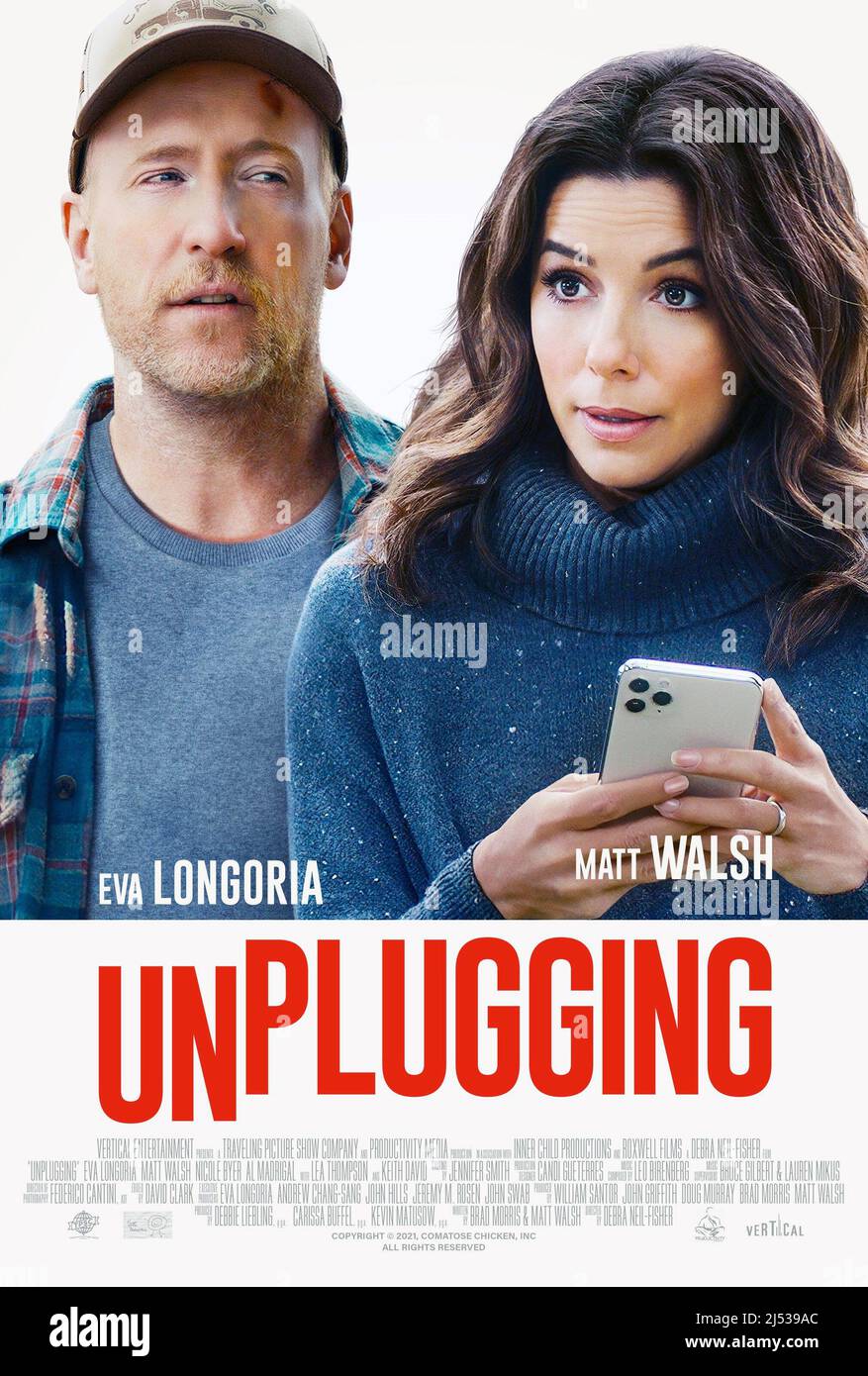 UNPLUGGING, US poster, from left: Matt Walsh, Eva Longoria, 2022. © Vertical Entertainment ...