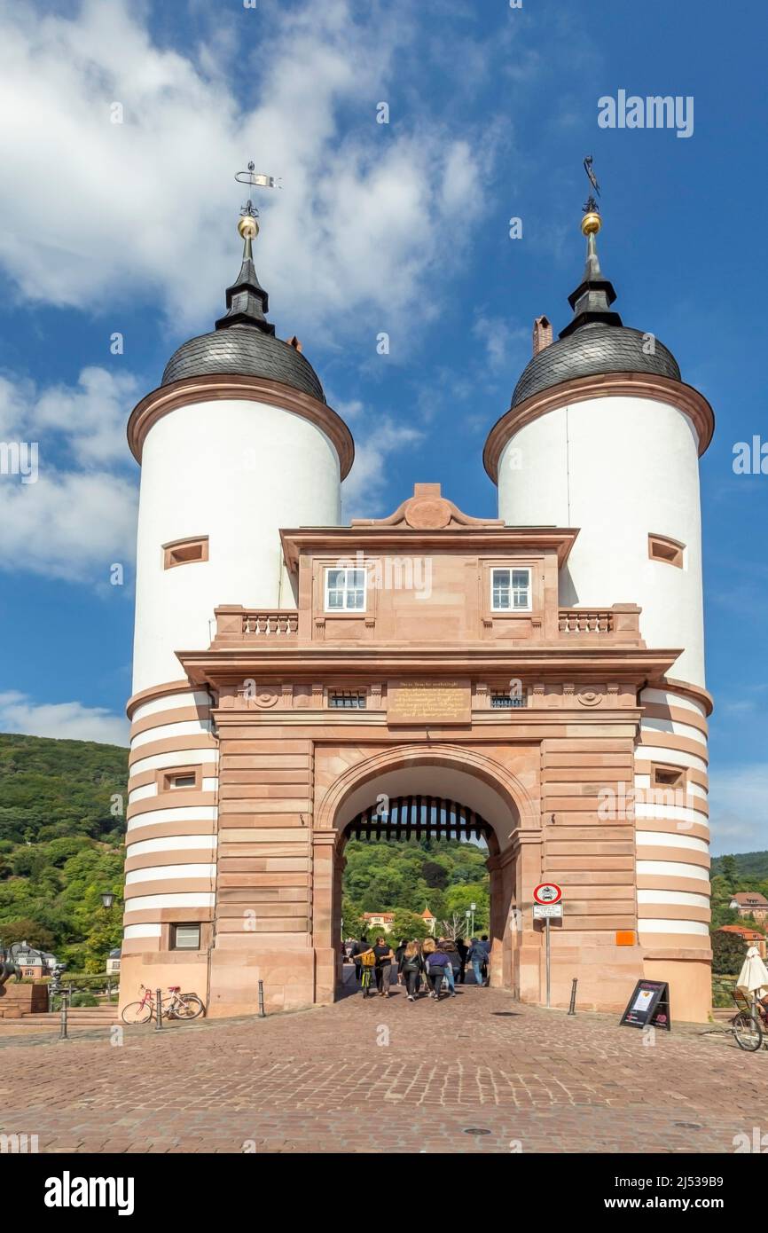 Heidelberg, Germany - September 17, 2019: old bridge and town gate in ...