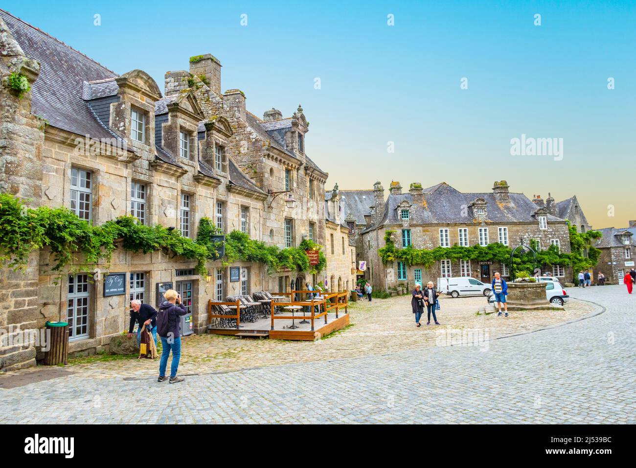 Locronan, France - September 17, 2019: Medieval streets of Locronan, a ...