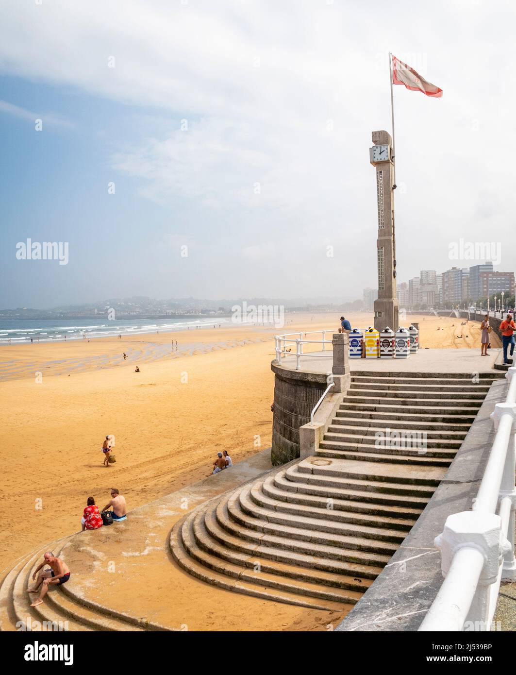 Gijon, Asturias, Spain - September 18, 2018: people relax at the San ...