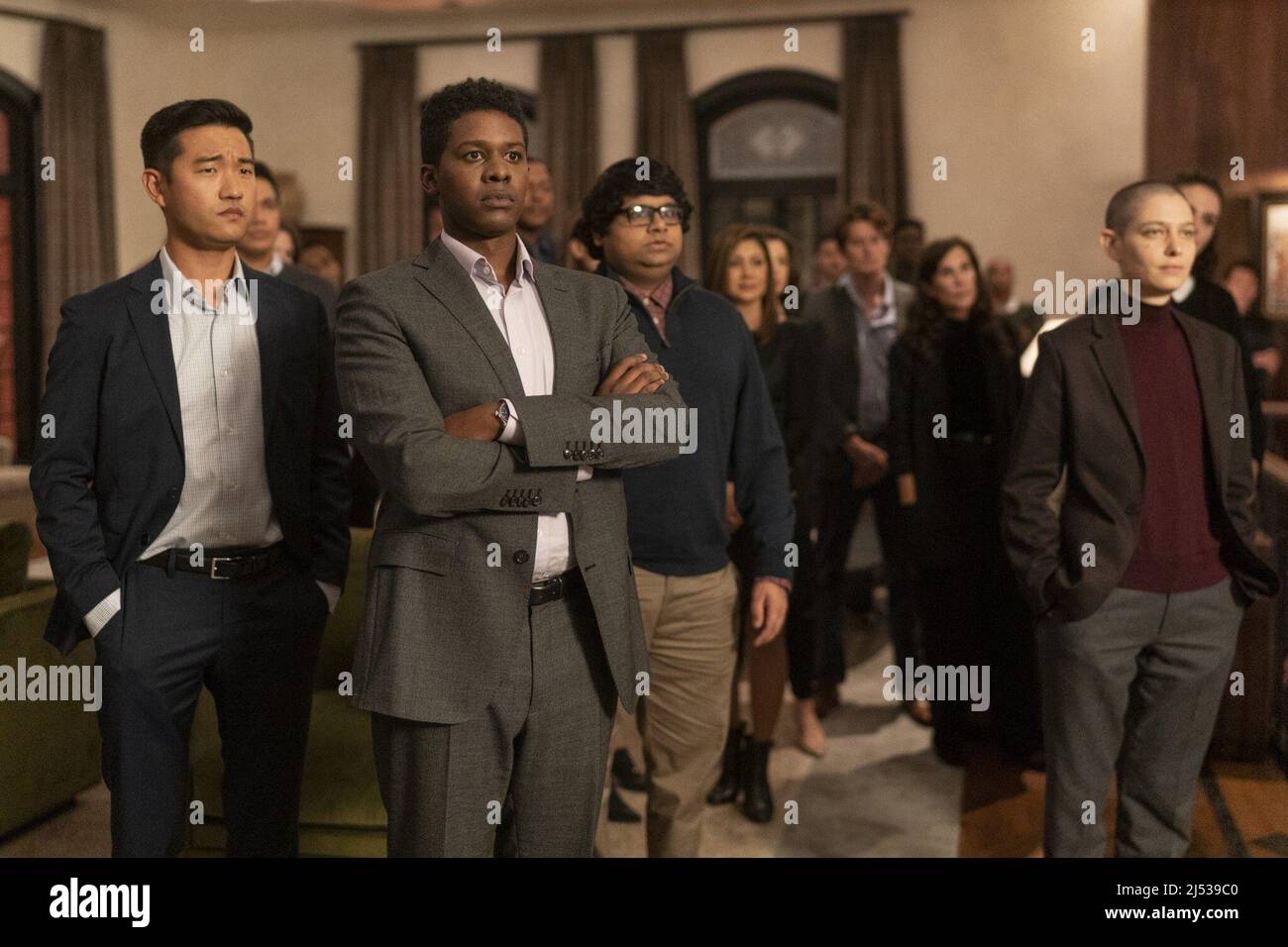 BILLIONS, from left: Daniel K. Isaac, Toney Goins, Dhruv Maheshwari ...