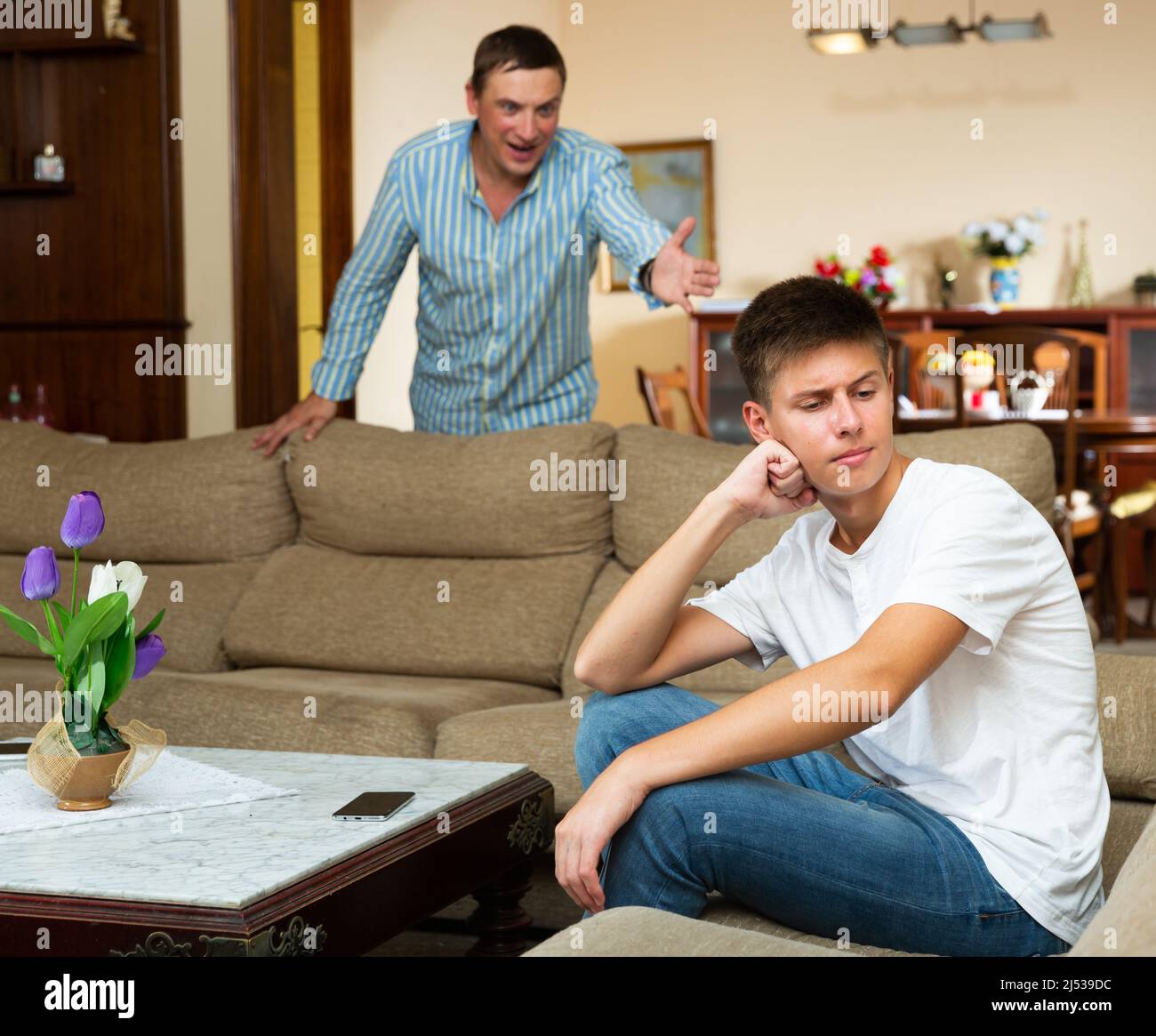 Father scolds son hi-res stock photography and images - Alamy