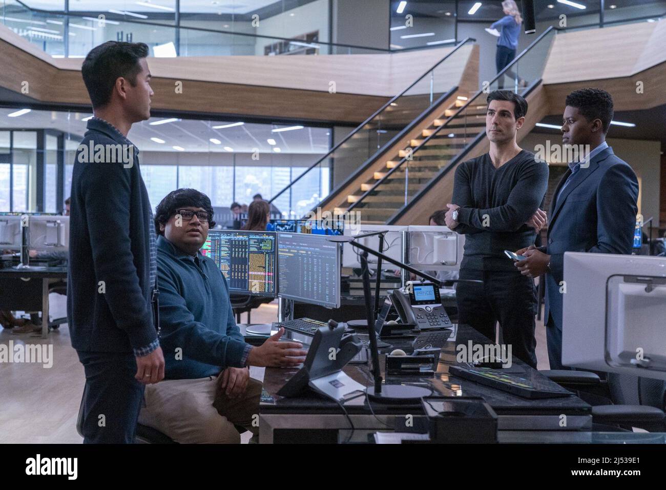 BILLIONS, from left: Daniel K. Isaac, Dhruv Maheshwari, Louis Cancelmi ...