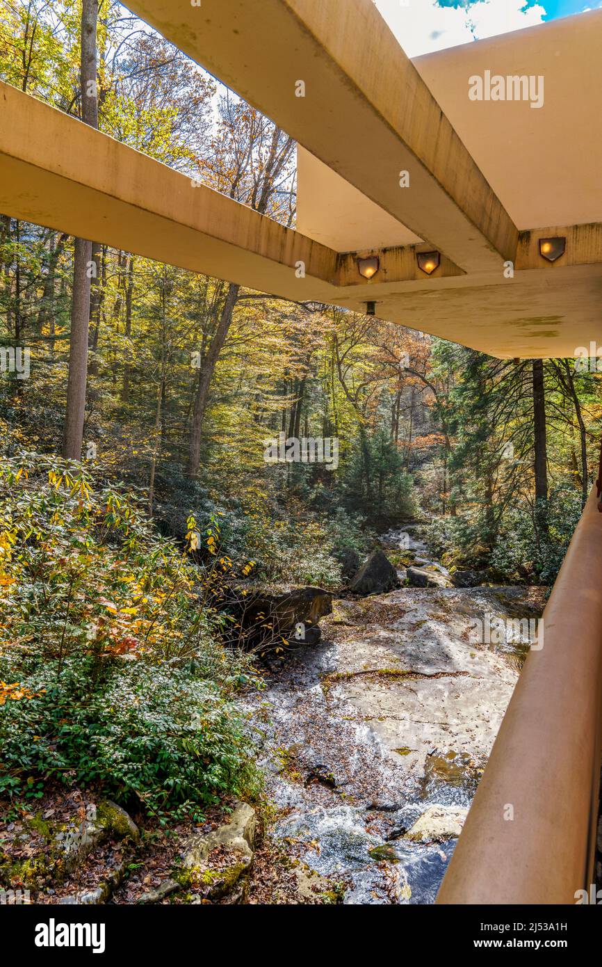 Bear Creek Stream running under Frank Lloyd Wright’s Falling Water in ...