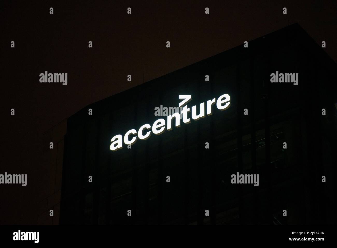 Warsaw, Warsaw, Poland. 19th Apr, 2022. Accenture signage is seen on ...