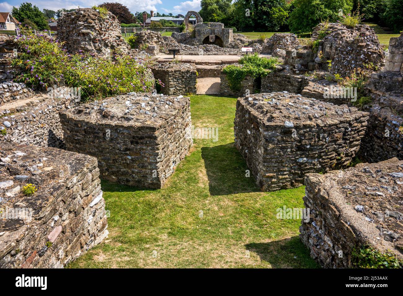The ruins of Wulfric's Rotunda at St. Augustine’s Abbey in Canterbury ...