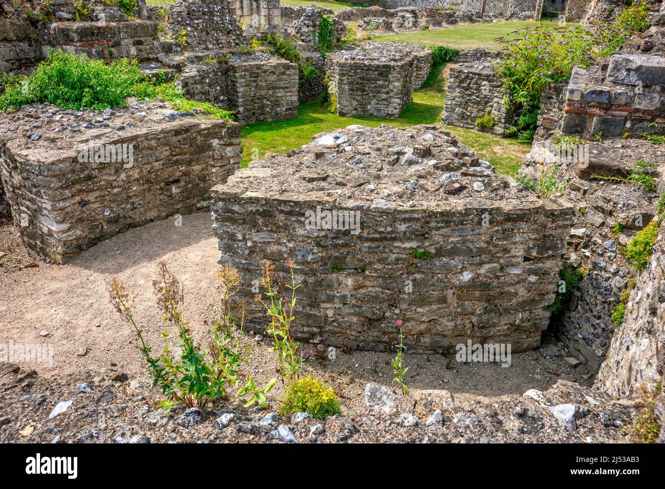 The ruins of Wulfric's Rotunda at St. Augustine’s Abbey in Canterbury ...