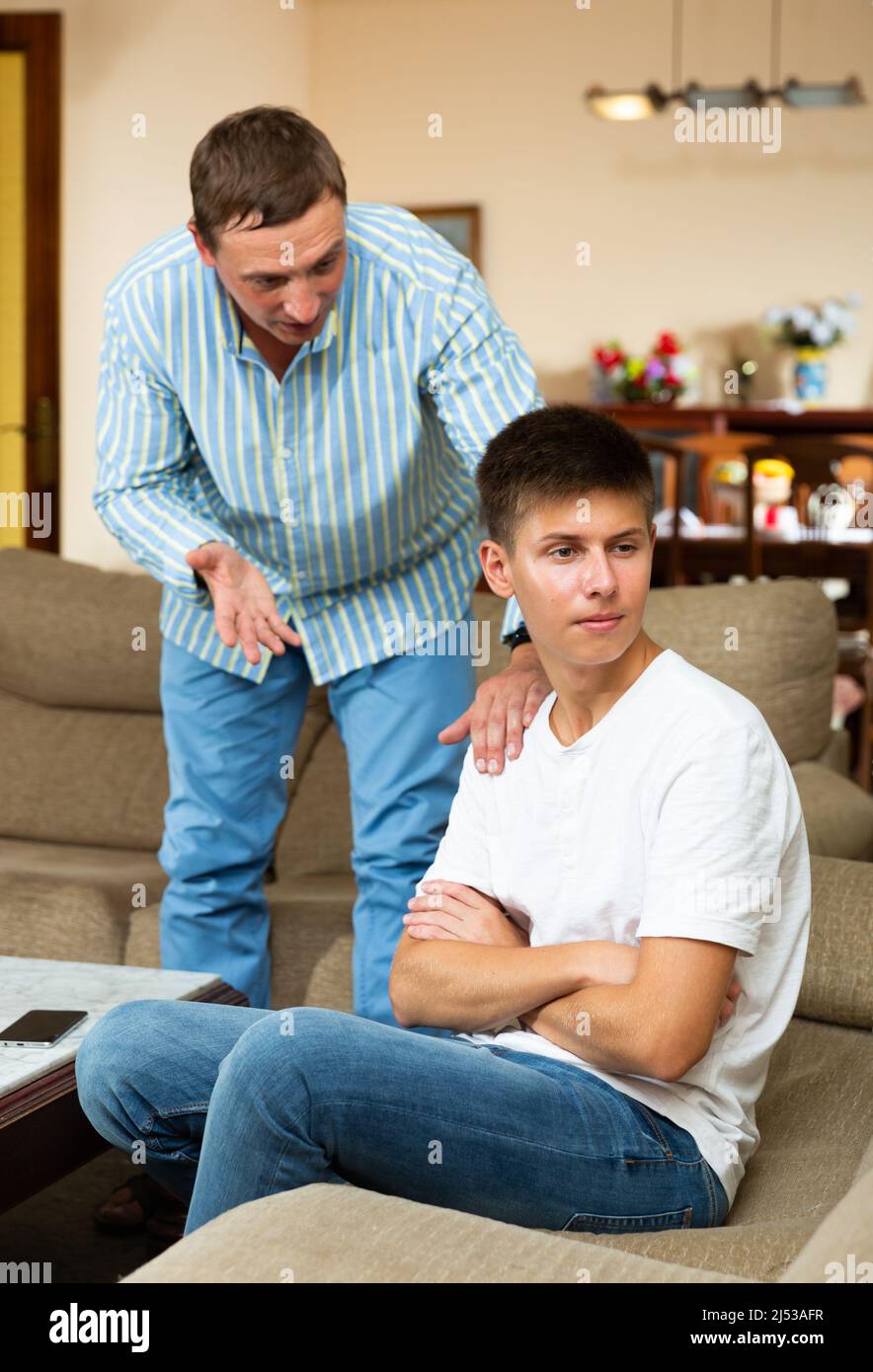 Father scolds son hi-res stock photography and images - Alamy