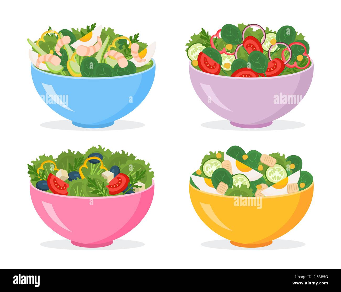 Set of fresh vegetable salads Stock Vector Image & Art - Alamy