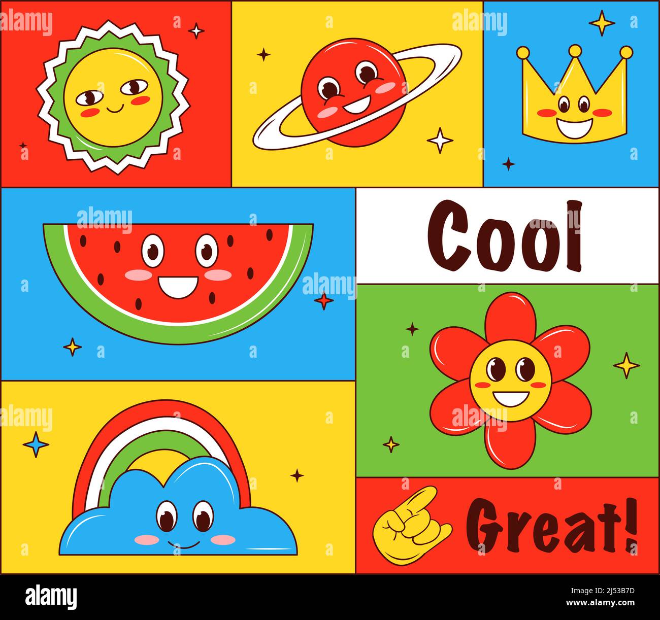 Retro groovy hand drawn poster Stock Vector Image & Art - Alamy