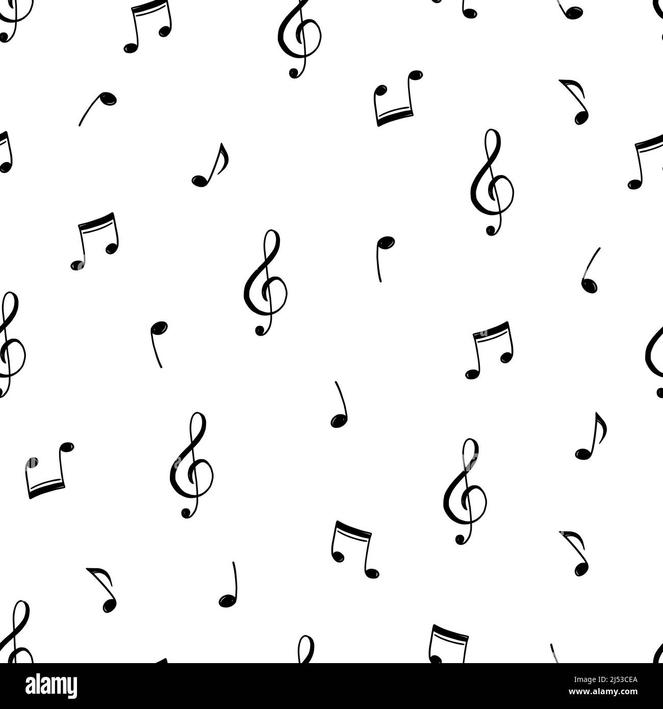 Music note doodle drawn pattern. Hand drawn sketch musical note ...