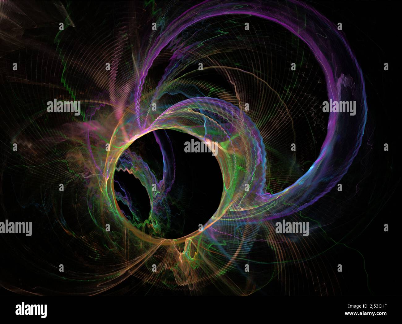 bright color space illustration of a fantastic planet on a black ...