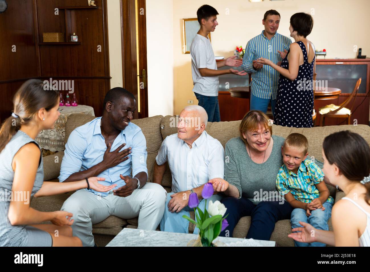 Large family meeting Stock Photo - Alamy