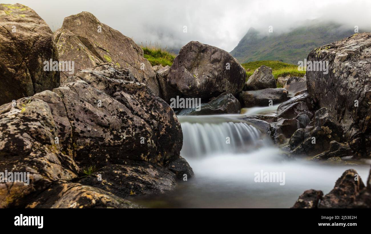 Rocky waterfall at Scafell Pike in Lake District - highest mountain in ...