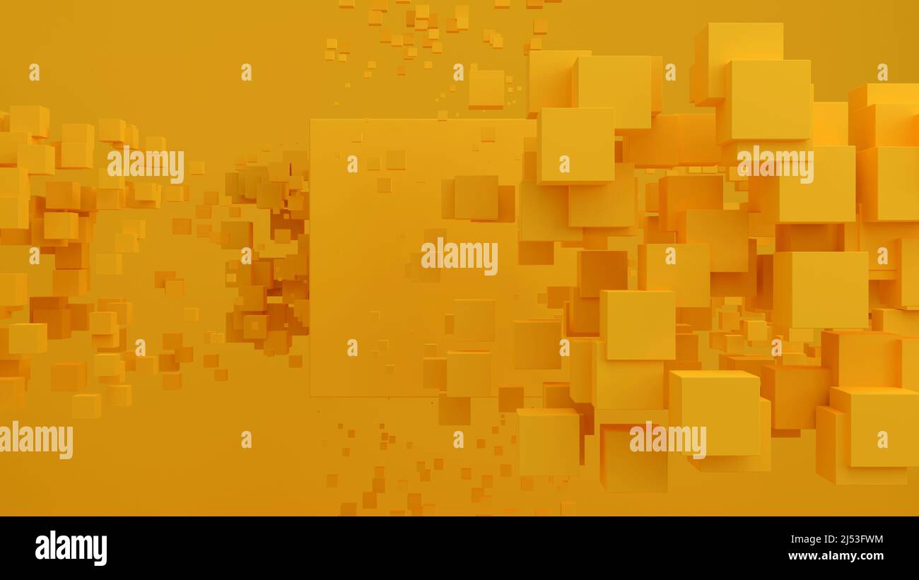 Yellow cubes background - 3D render. Modern backdrop, monochromatic ...