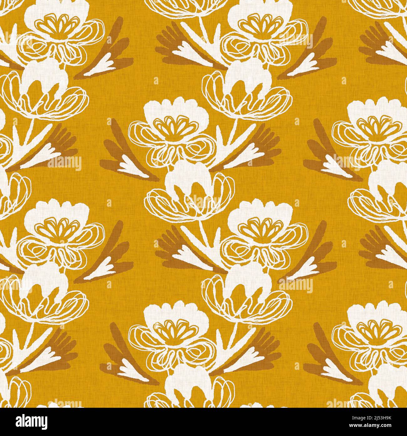 Gender neutral flower seamless raster background. Simple whimsical 2 ...