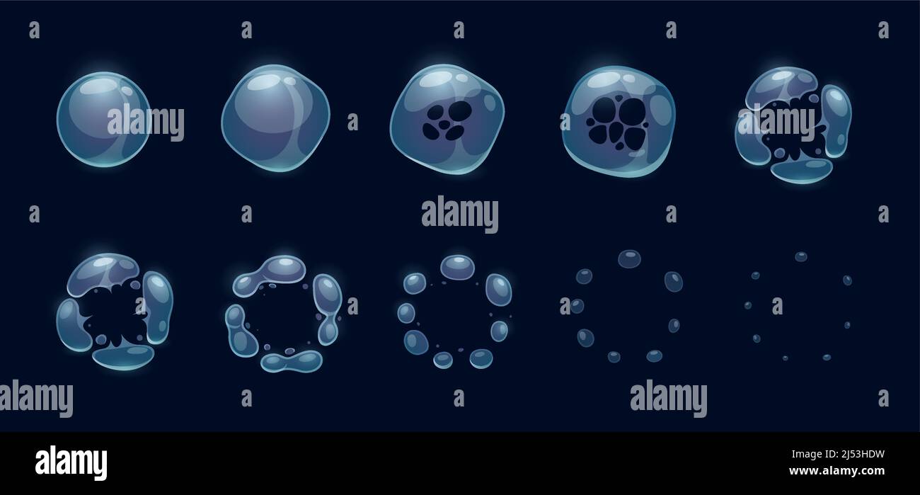 Soap bubble burst effect, animated sprite transparent bubble explosion ...