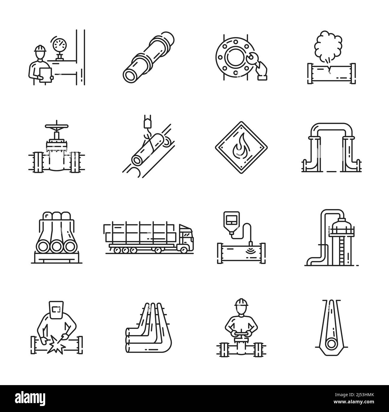 Pipeline, gas oil industry icons. Vector system of oil and gas ...