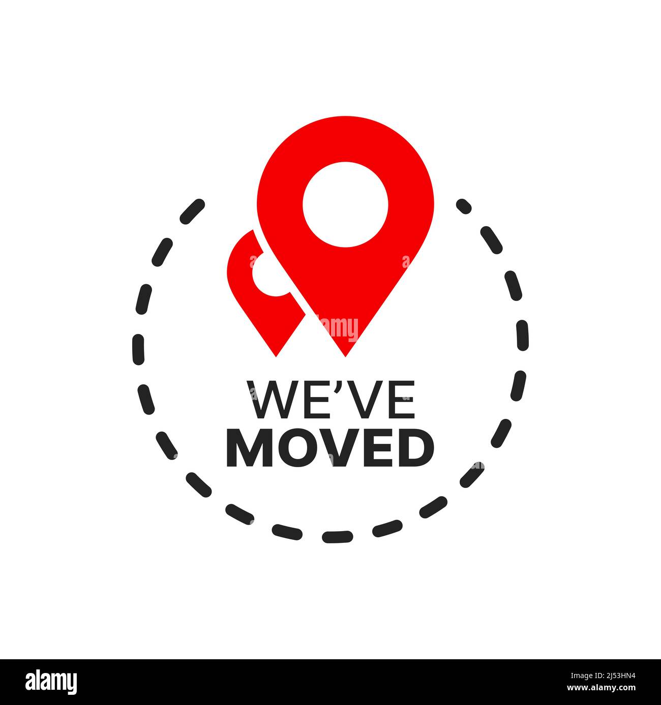 Have move icon or sign with red location pins in vector frame of route or path symbol. New ...