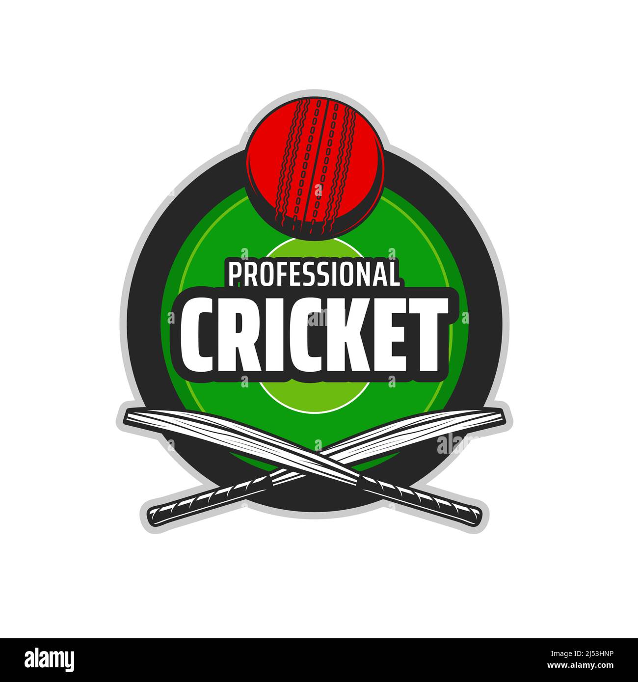 Cricket sport round icon with crossed bats and ball. Sport club contest ...