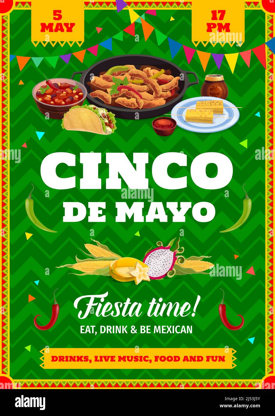 Cinco de Mayo mexican holiday flyer. Vector invitation for fiesta ...
