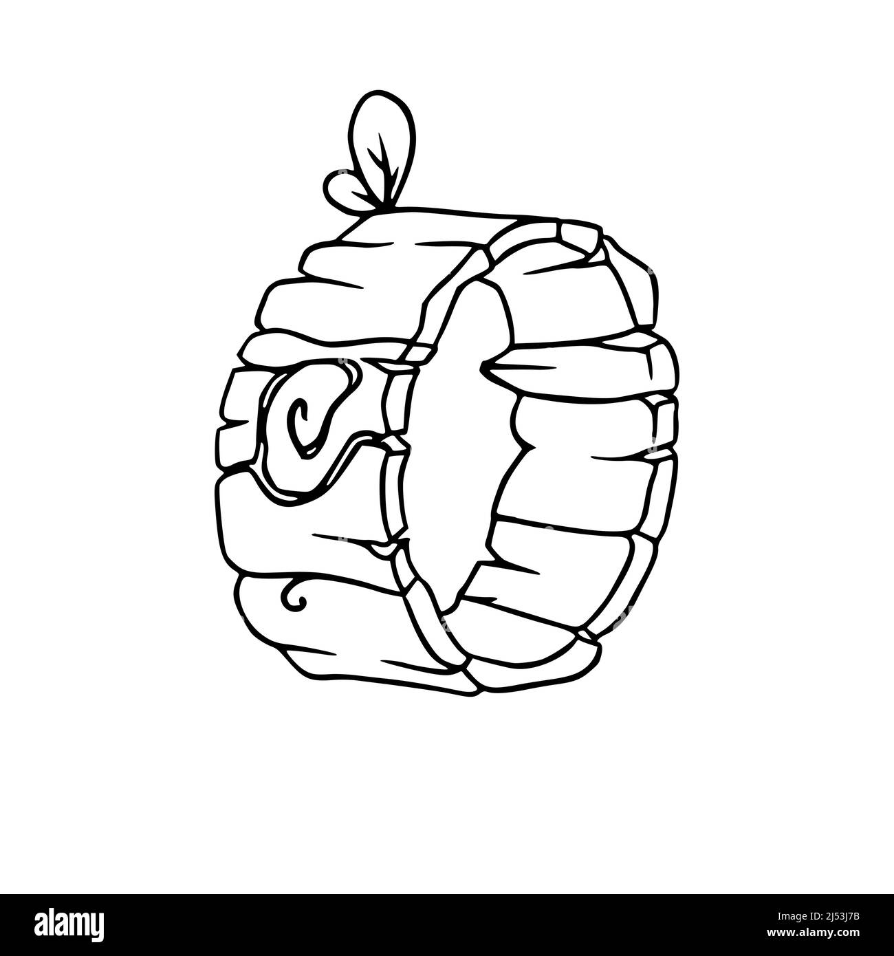 Wooden ring for games. Sketch of ring made of stick. Vector ...