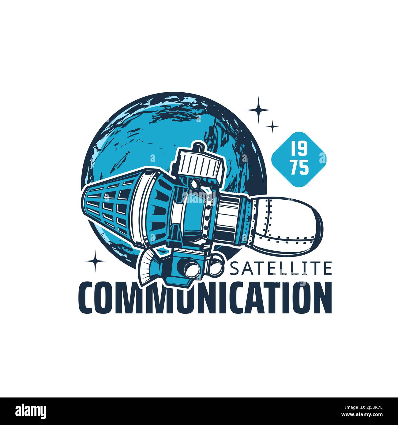 Telecommunication satellite, vector near earth shuttle. Communication ...