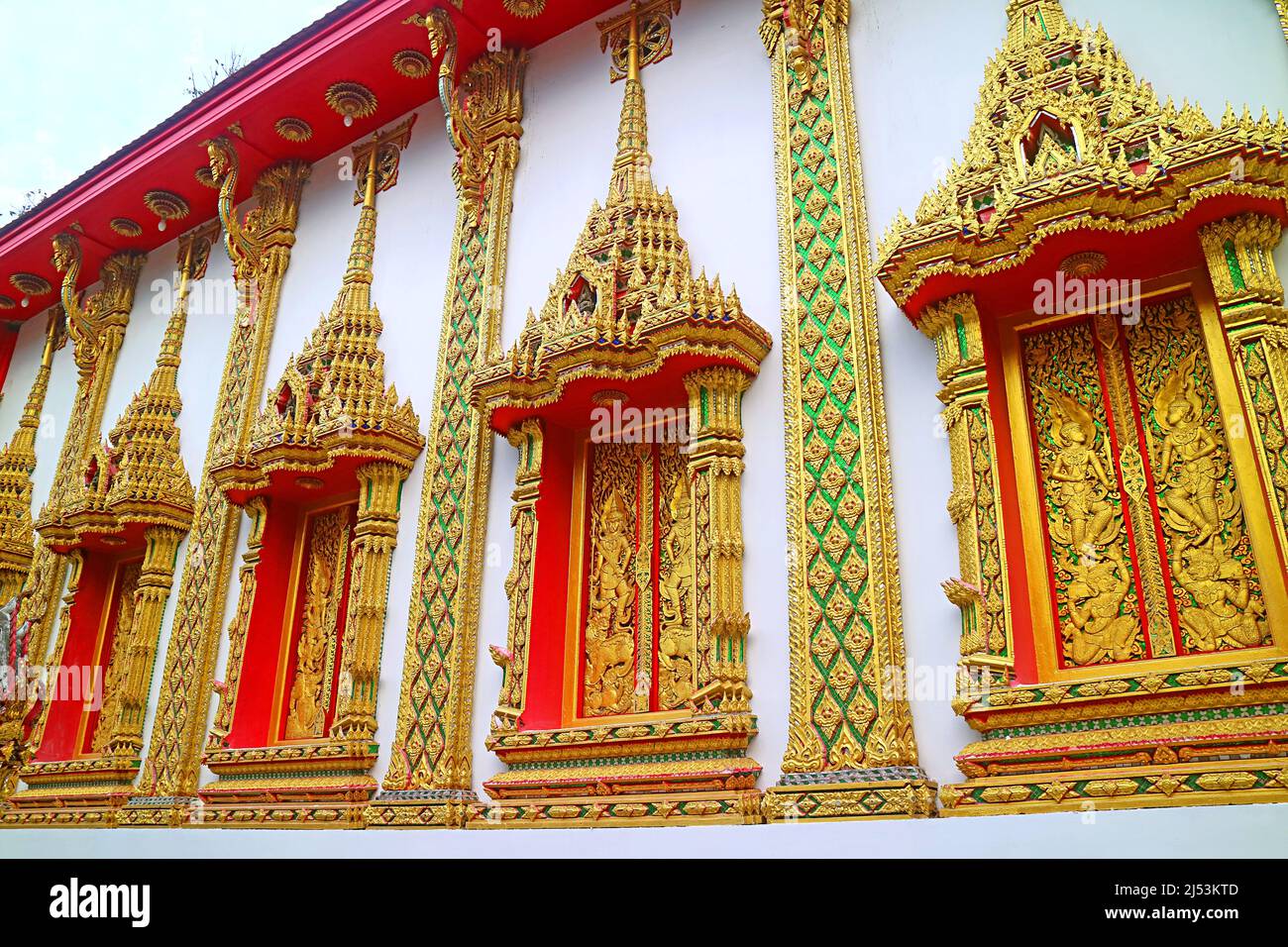 Fantastic Decorative Windows of Buddhist Temple Ordination Hall in ...