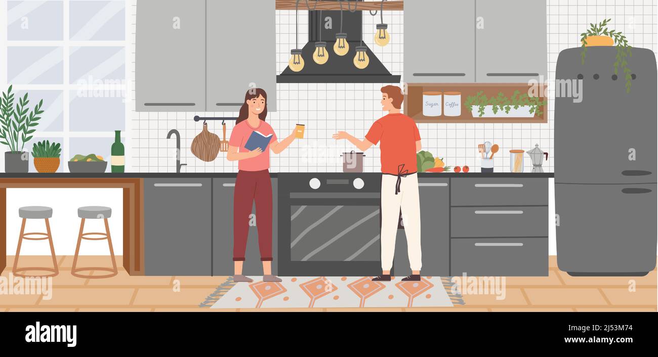 Cartoon dad cooking dinner Stock Vector Images - Alamy