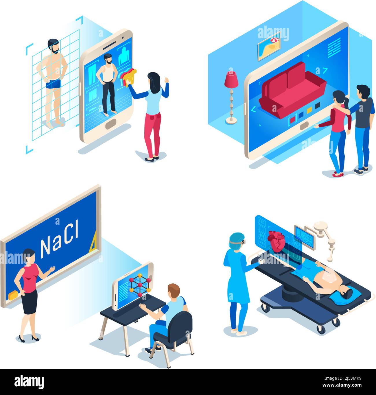 Isometric virtual reality simulations for education and work Stock ...