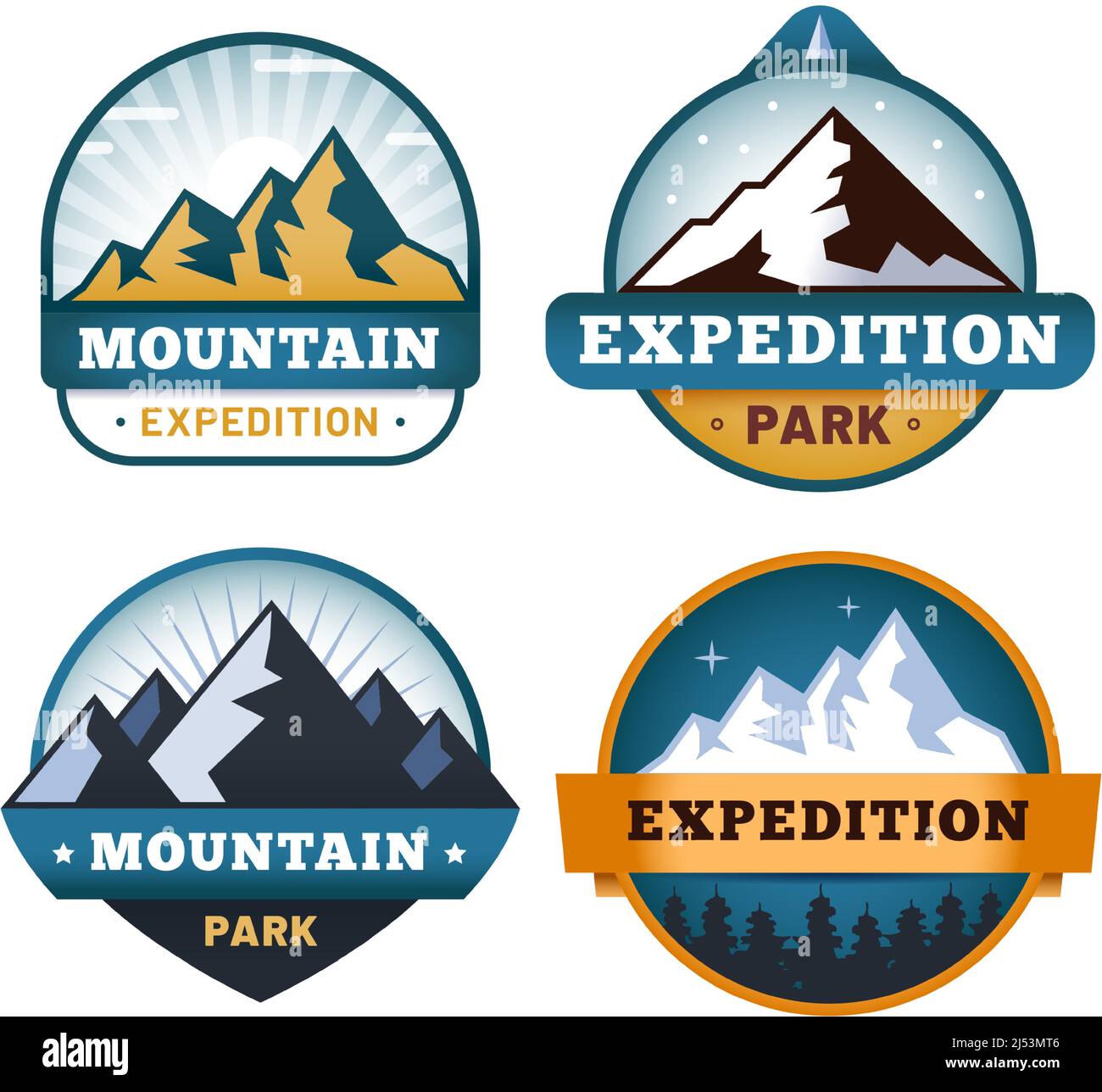 Mountain labels collection, expedition park and exploration Stock ...