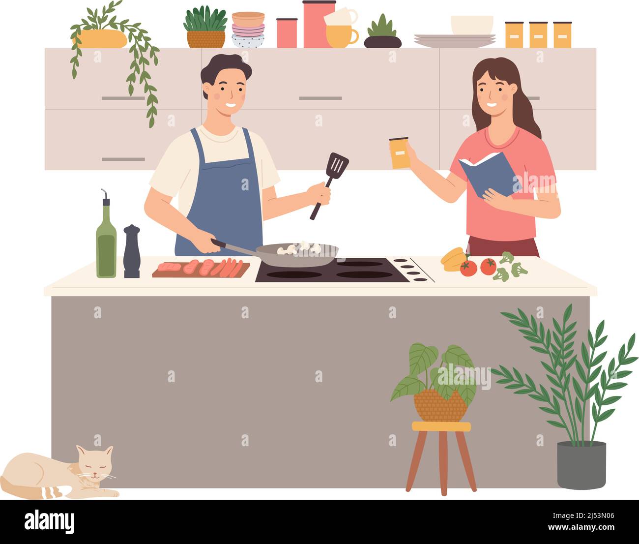 Cartoon dad cooking dinner Cut Out Stock Images & Pictures - Alamy