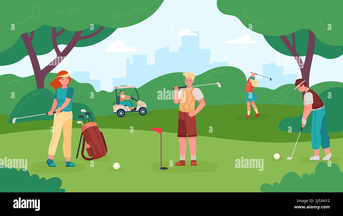 Cartoon woman playing golf Stock Vector Images - Alamy