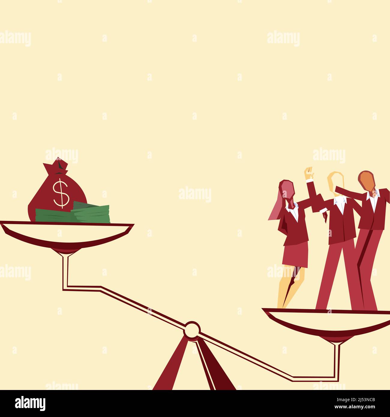 Weight scale presenting workers value over money. Colleagues achieving ...