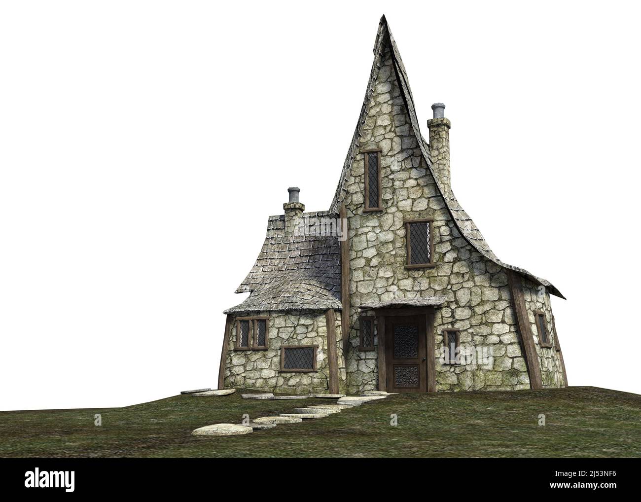 Old abstract spooky Halloween witch house, 3D Illustration Stock Photo ...