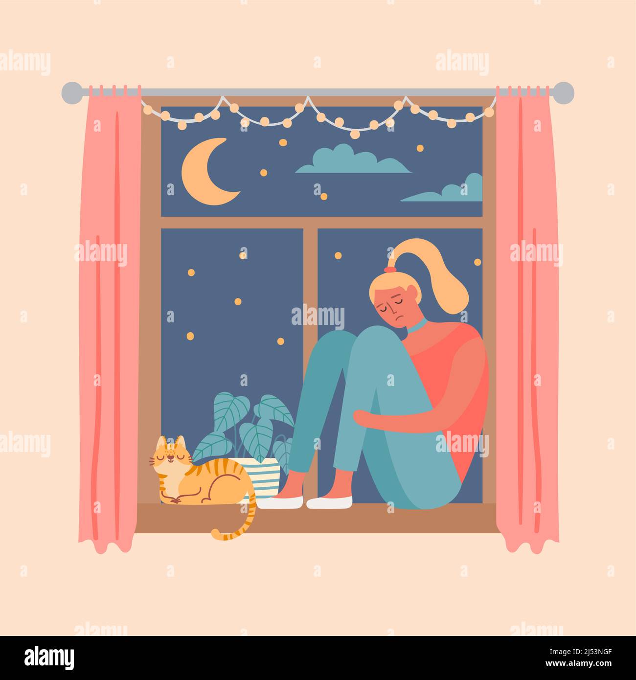 Cat woman sad Stock Vector Images - Alamy