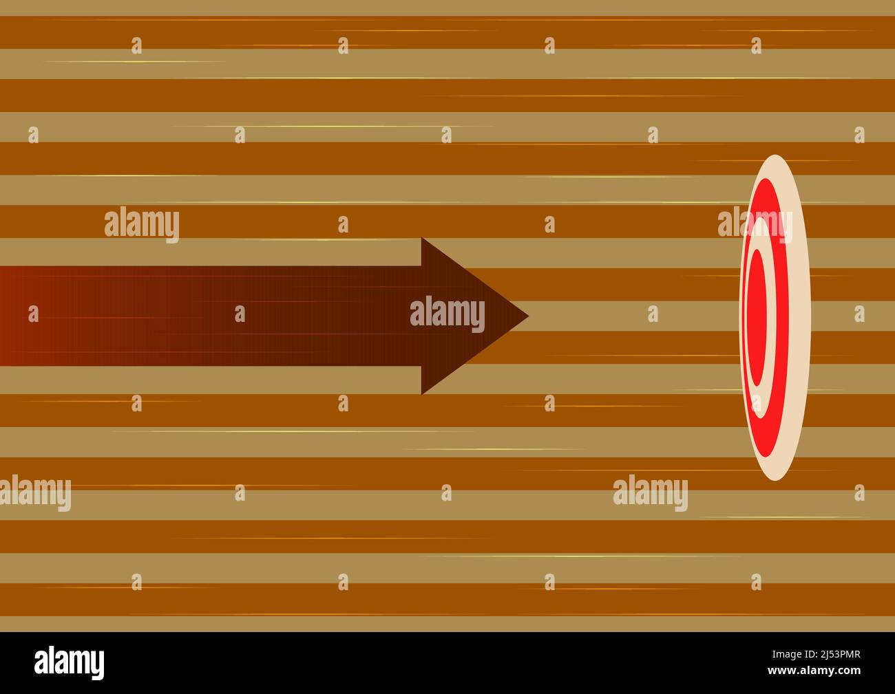 Arrow moving quickly towards aim target representing achieving goal ...