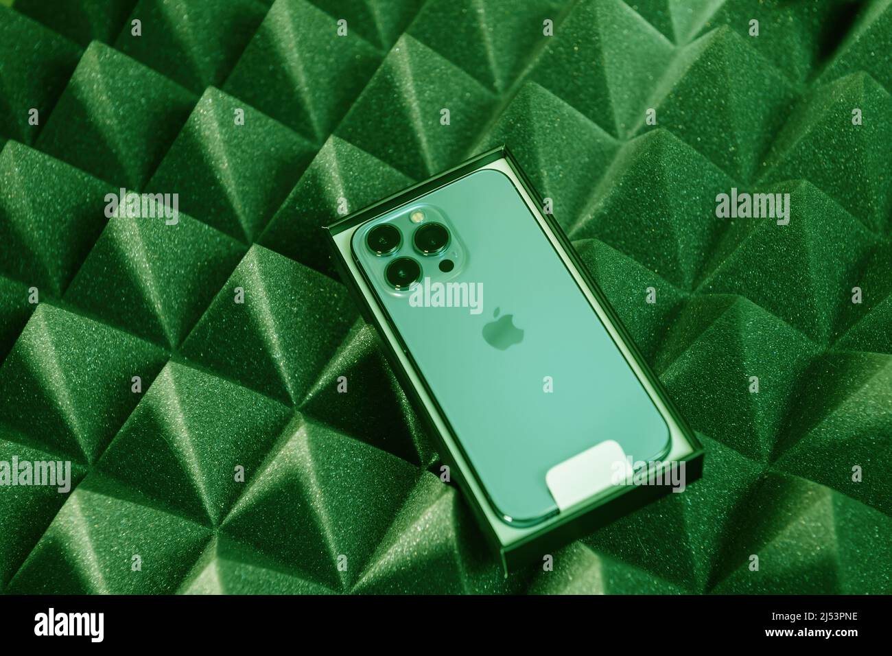 Paris, France - Sep 25, 2021: Unboxing close up of the new triple ...