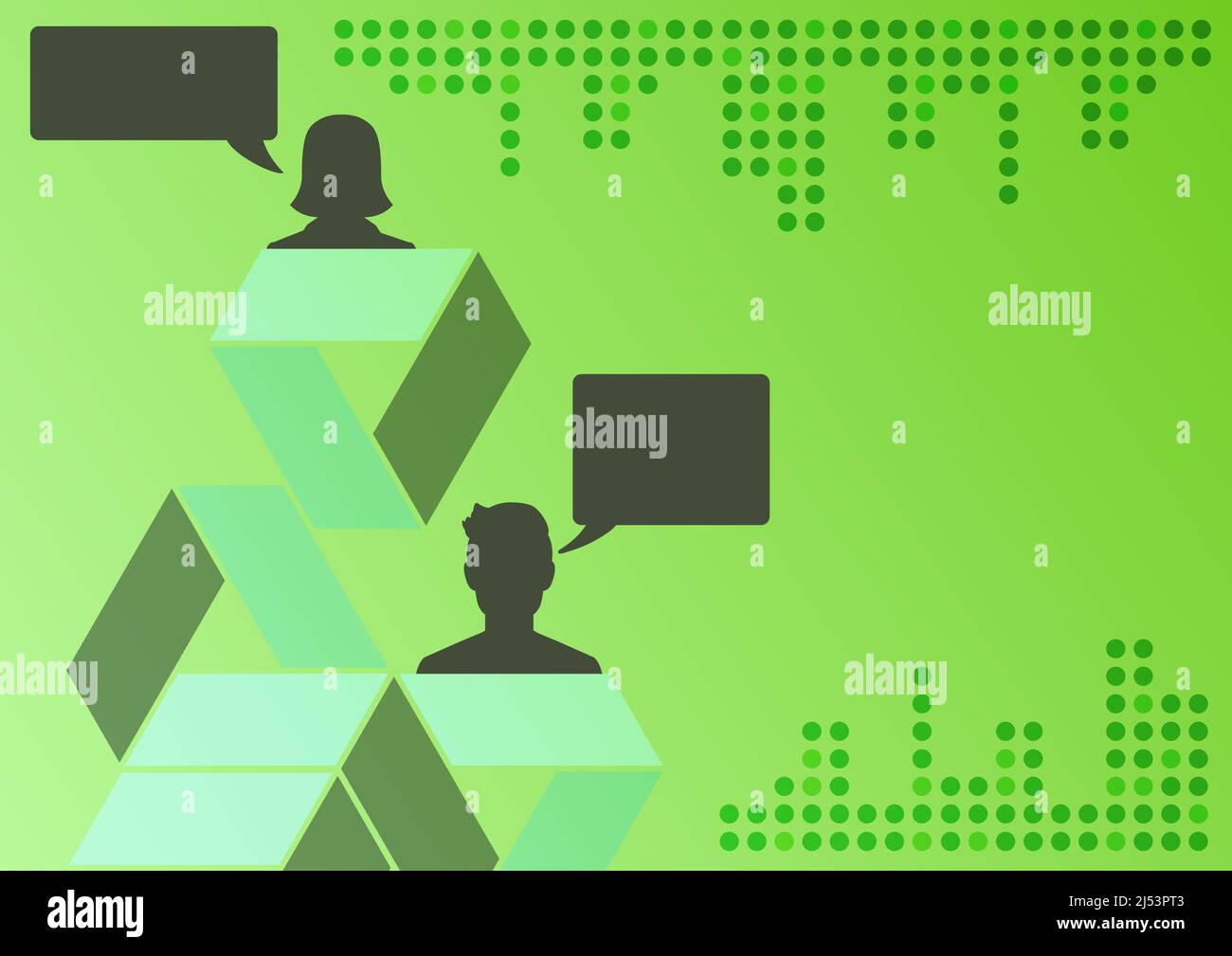 Triangle symbol representing successful online communication colleagues ...