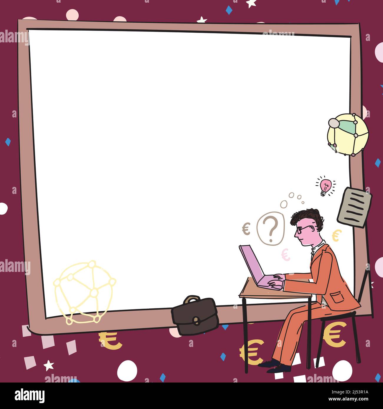 Businessman in suit using laptop sitting on desk representing strategy ...