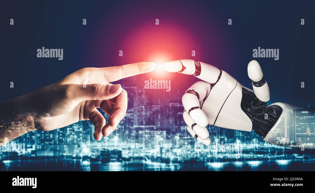 3D rendering futuristic droid robot technology development, artificial ...