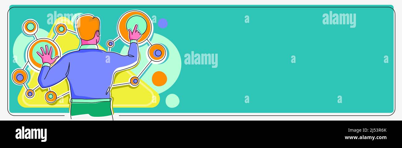 Businessman in suit manipulating circular chart representing strategy ...