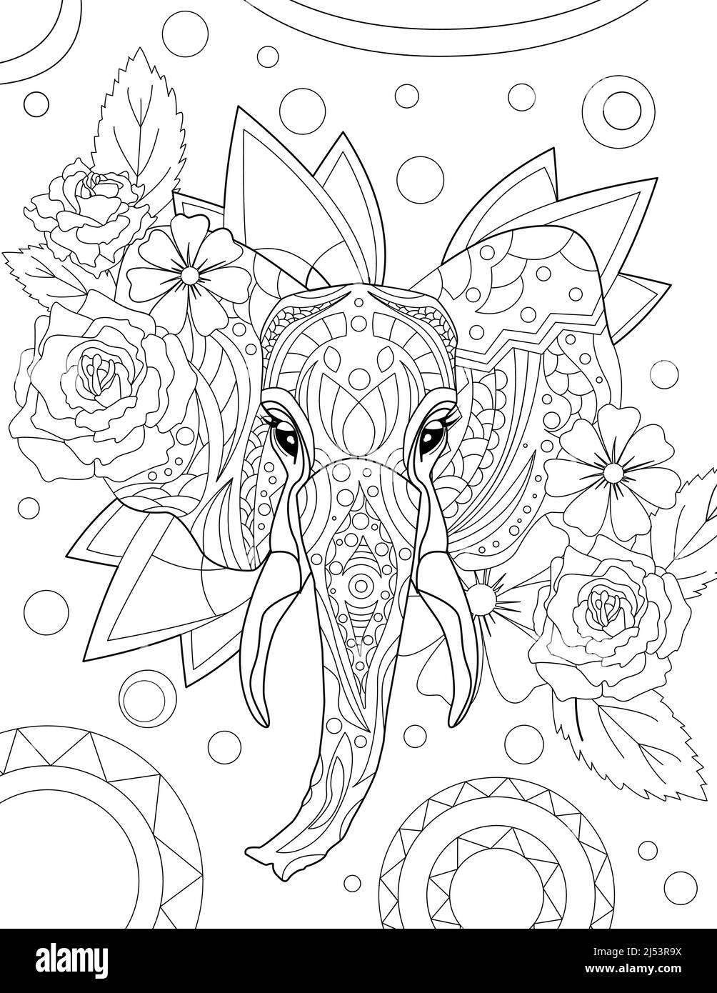 Abstract vector line drawing stylized elephant elaborate patterns ...